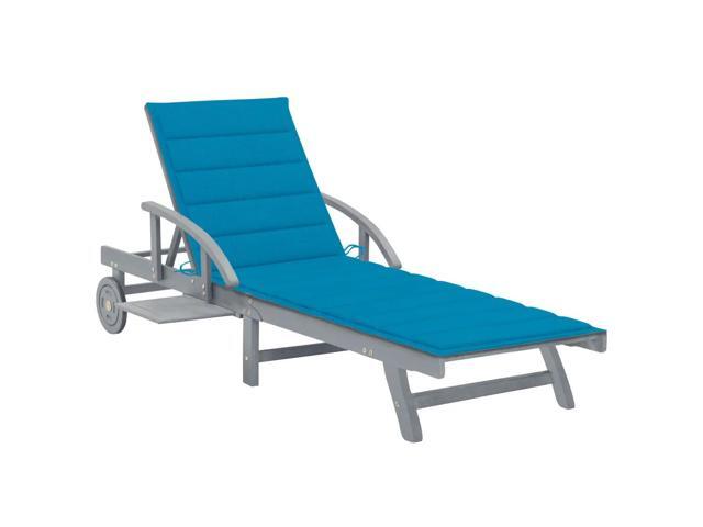 Click here for vidaXL Sun Lounger Grey with Blue cushion Solid Ac... prices