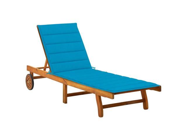 Click here for vidaXL Sunlounger Natural Wood  Blue Cushion Solid... prices