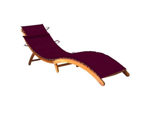 Click here for vidaXL Sunlounger Wine red cushion  Natural wood prices