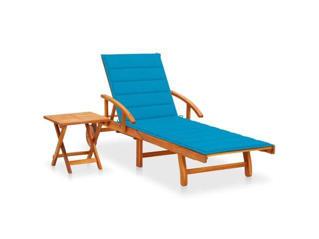 Click here for vidaXL Sunlounger With Table Blue and Natural Wood... prices
