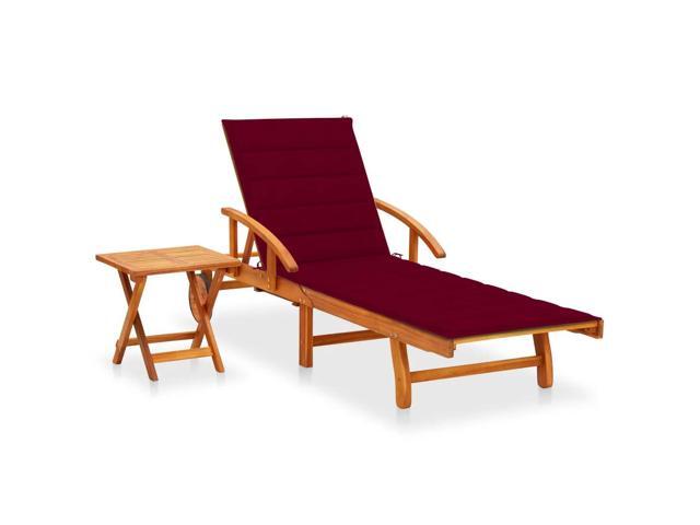 Click here for vidaXL Sunlounger With Table Wine red  Natural Woo... prices