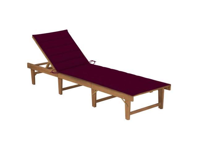 Click here for vidaXL Sun Lounger Wine red cushion  natural wood... prices
