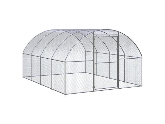 Click here for vidaXL Chicken Coop Silver Galvanized Steel Large... prices