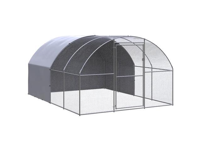 Click here for vidaXL Chicken Coop Silver Galvanized Steel Large... prices