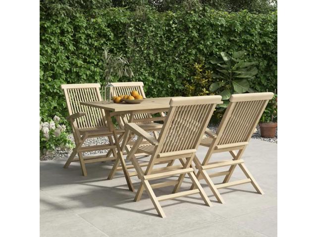 Click here for vidaXL Garden Dining Set Grey Solid teak wood 5-pi... prices