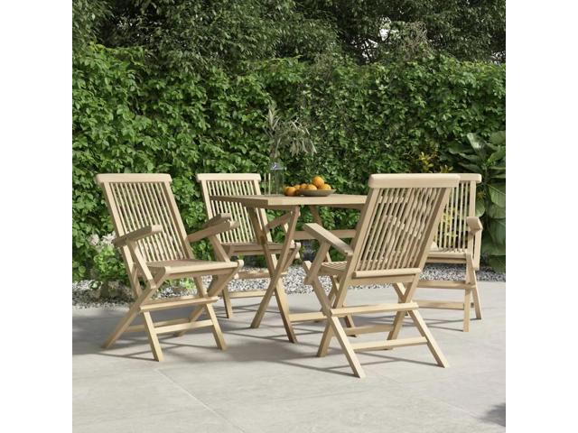 Click here for vidaXL Folding Garden Chair Set of 4 Grey Solid te... prices