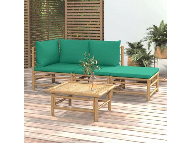 Click here for vidaXL Garden Lounge Set Bamboo with green cushion... prices