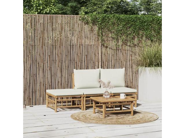 Click here for vidaXL Garden Lounge Set Cream White Bamboo  Polye... prices