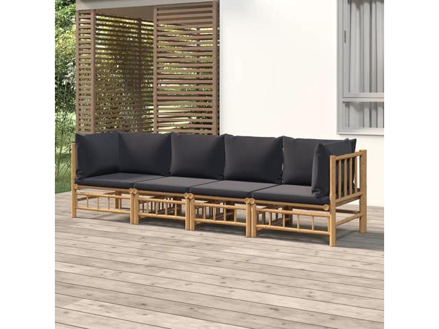 Click here for vidaXL Garden Lounge Set Natural Bamboo  Dark Grey... prices
