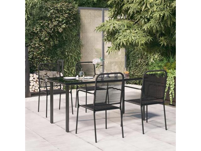 Click here for vidaXL Garden Dining Set Black Cotton Rope  Powder... prices