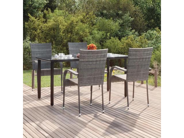 Click here for vidaXL Garden Dining Set Grey PE rattan  powder-co... prices