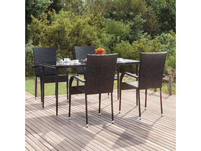 Click here for vidaXL Garden Dining Set Black Poly Rattan Standar... prices