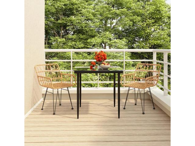 Click here for vidaXL Garden Dining Set Black Steel  Tempered Gla... prices