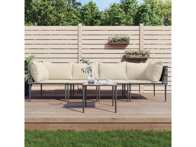 Click here for vidaXL Garden Lounge Set Grey  Beige Poly Rattan... prices