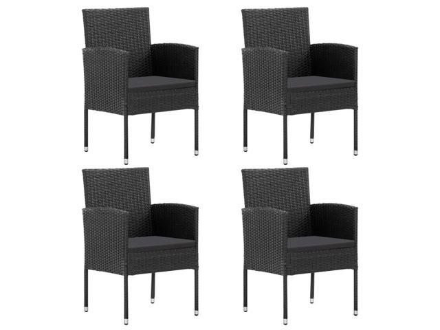 Click here for vidaXL Garden Chair Set of 4 Black PE rattan  stee... prices