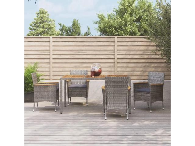Click here for vidaXL Patio Dining Set Set of 4 Gray PE rattan Me... prices