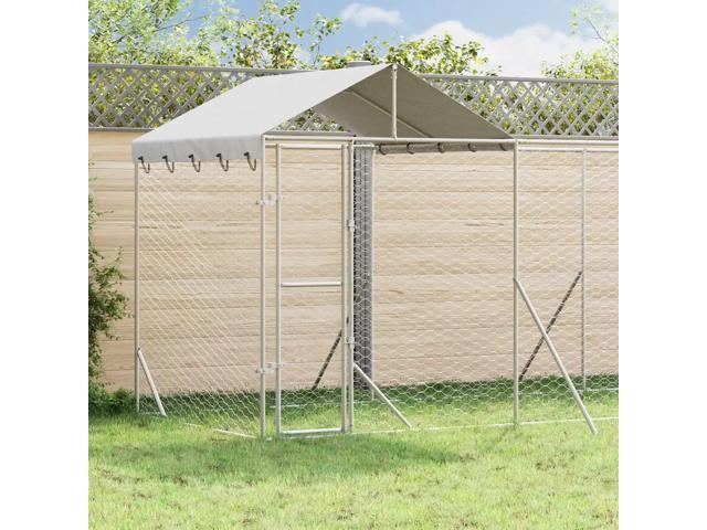 Click here for vidaXL Outdoor Dog Kennel Silver Galvanized steel... prices
