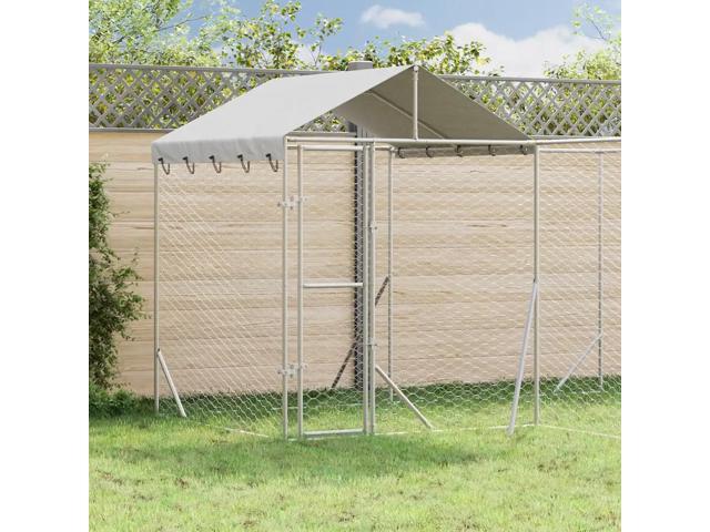 Click here for vidaXL Outdoor Dog Kennel Silver Galvanized Steel... prices
