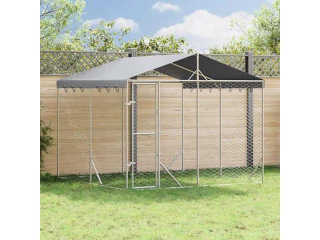 Click here for vidaXL Outdoor Dog Kennel Silver Galvanized Steel... prices