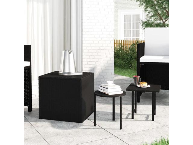 Click here for vidaXL Side Table Set of 3 Black PE rattan Small D... prices