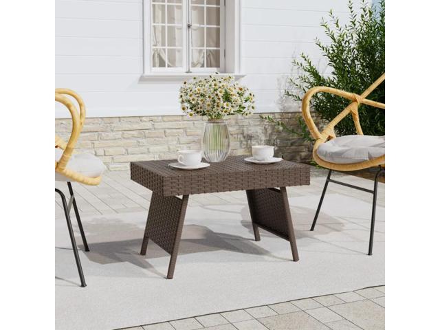 Click here for vidaXL Side Table Brown PE rattan  Powder-coated s... prices