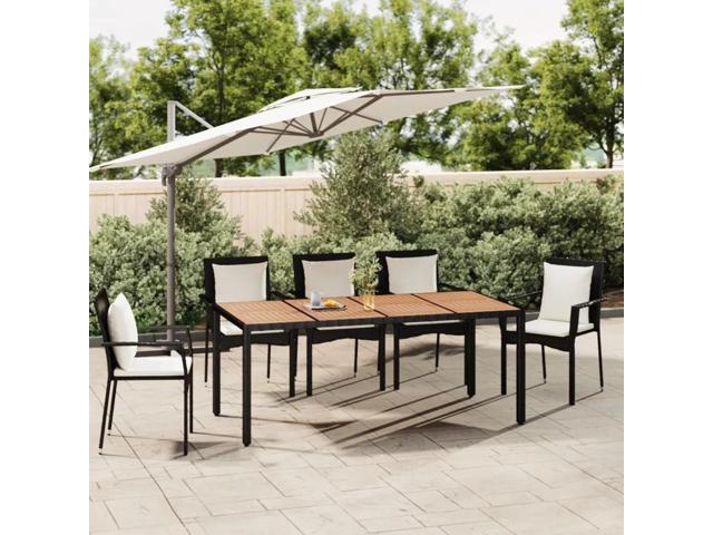 Click here for vidaXL Garden Table With Wooden Top Black PE ratta... prices