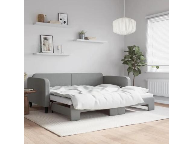 Click here for vidaXL Daybed With Trundle Light grey Polyester  W... prices