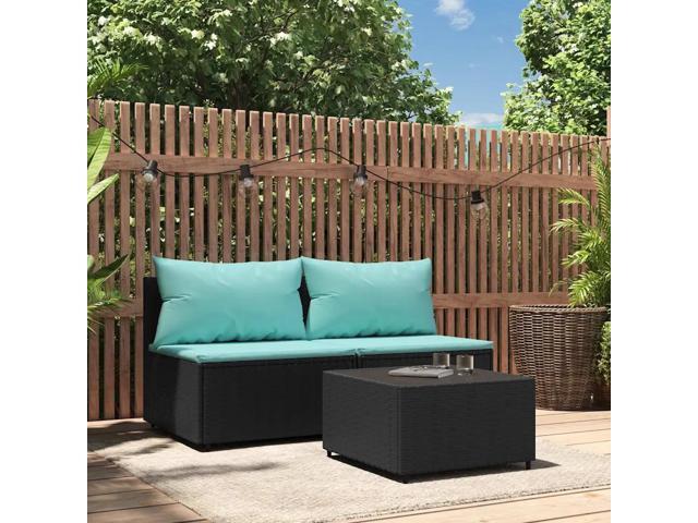 Click here for vidaXL Patio Lounge Set Black PE rattan  powder-co... prices