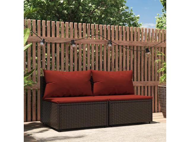 Click here for vidaXL Patio Middle Sofa Brown PE rattan  coated s... prices
