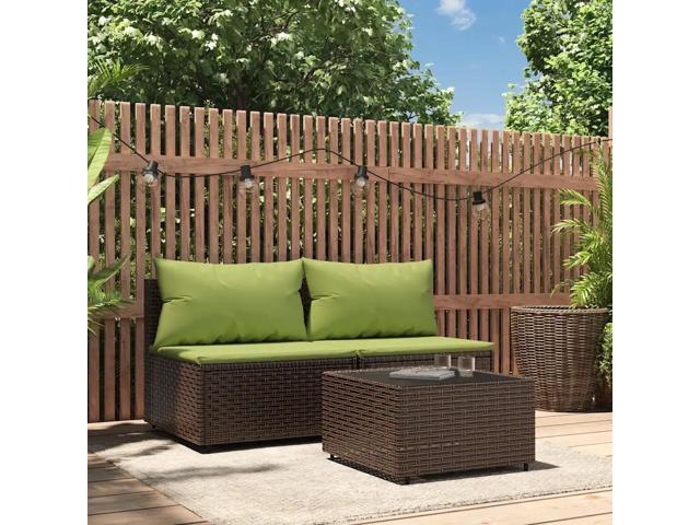 Click here for vidaXL Patio Lounge Set Brown and green cushions prices
