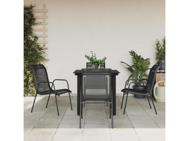 Click here for vidaXL Garden Dining Set Black and Dark Grey prices