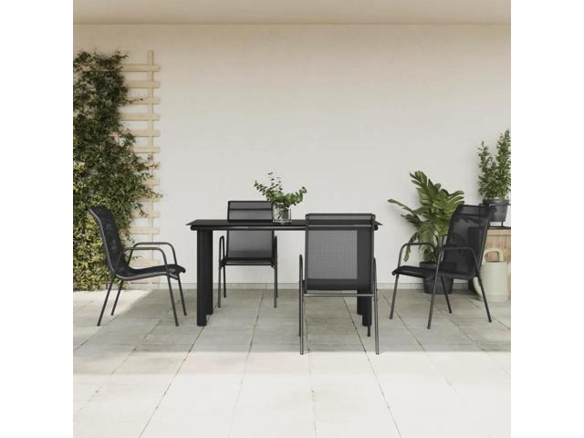Click here for vidaXL Garden Dining Set Black Powder-Coated Steel... prices