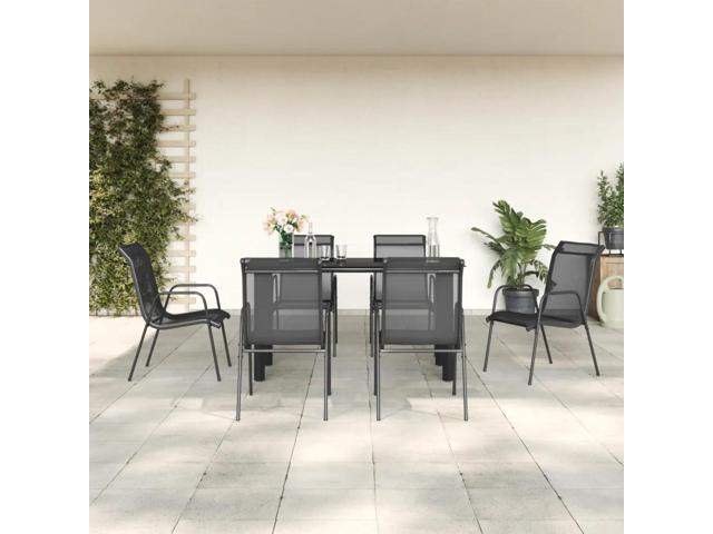 Click here for vidaXL Garden Dining Set Black  Anthracite Steel... prices