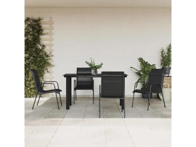 Click here for vidaXL Garden Dining Set Black Powder-coated steel... prices