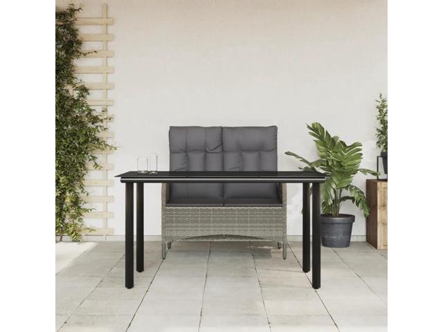 Click here for vidaXL Garden Dining Set Grey PE rattan Medium Adj... prices