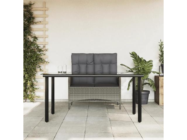 Click here for vidaXL Garden Dining Set Grey PE rattan Medium Gar... prices