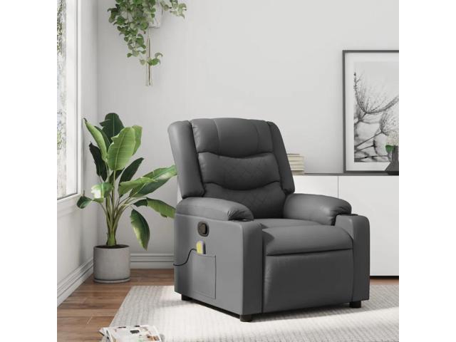 Click here for vidaXL Massage Recliner Chair Gray Faux leather  m... prices