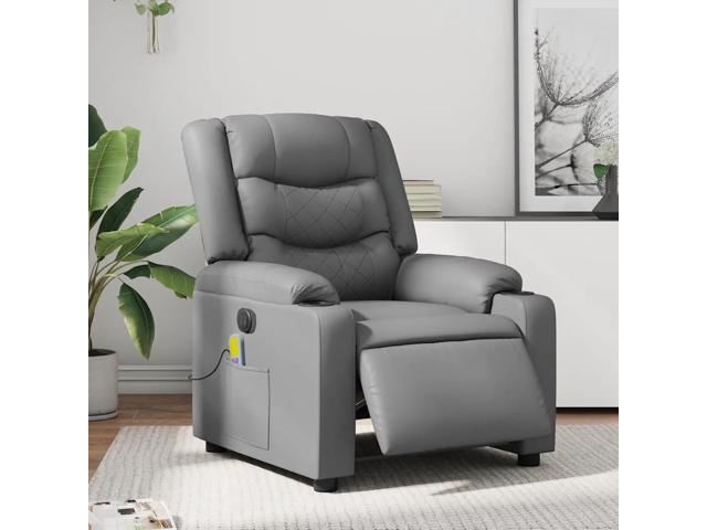 Click here for vidaXL Electric Massage Recliner Chair Gray Faux L... prices
