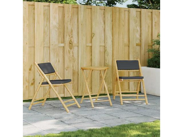 Click here for vidaXL Bistro Set Dark Grey  Bamboo Bamboo  Polyes... prices