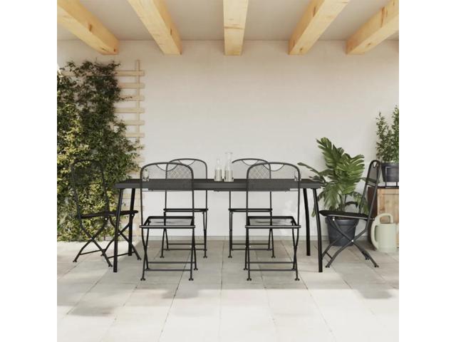 Click here for vidaXL Garden Dining Set Anthracite Metal Mesh Fol... prices