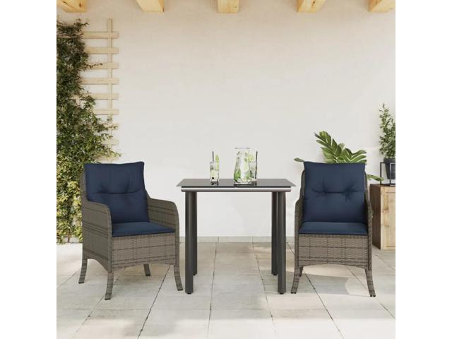 Click here for vidaXL Garden Dining Set Grey PE Rattan 2-seater D... prices
