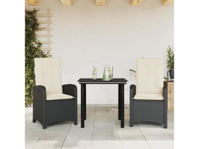 Click here for vidaXL Garden Dining Set Black PE Rattan Adjustabl... prices