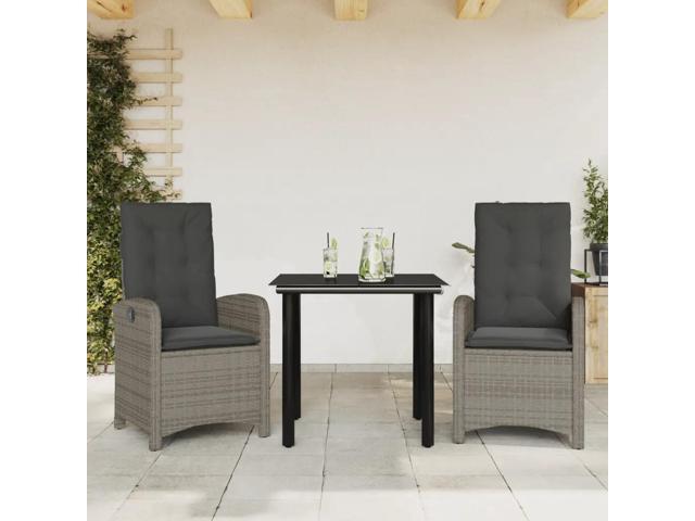 Click here for vidaXL 3 Piece Patio Dining Set with Cushions Gray... prices