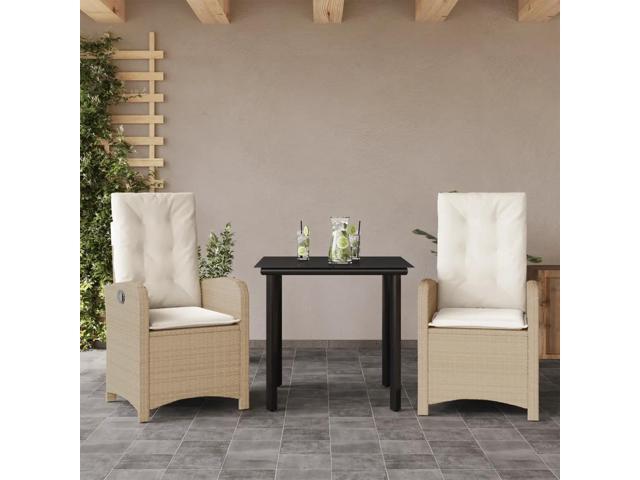 Click here for vidaXL Garden Dining Set Beige chairs  Black table... prices