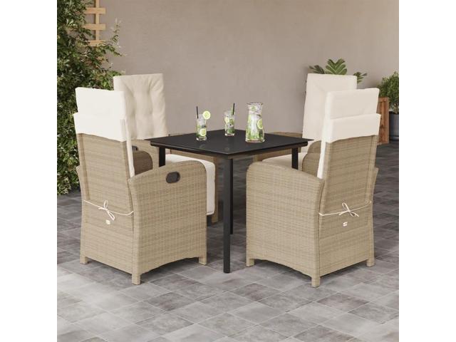Click here for vidaXL Garden Dining Set Beige Poly Rattan Standar... prices