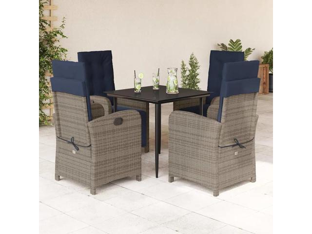 Click here for vidaXL Garden Dining Set Grey PE Rattan Medium Adj... prices
