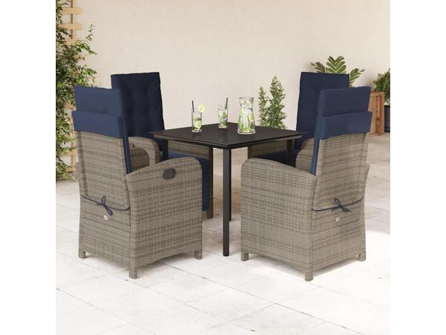 Click here for vidaXL Garden Dining Set Grey  Black  Navy Blue prices