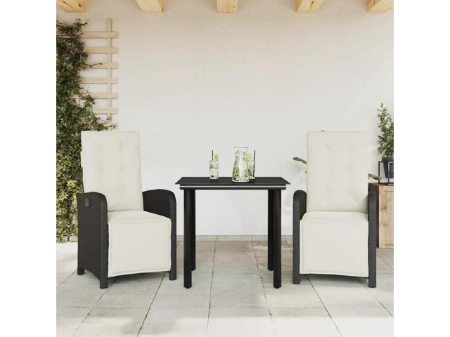 Click here for vidaXL Bistro Set Black Poly Rattan Standard Adjus... prices