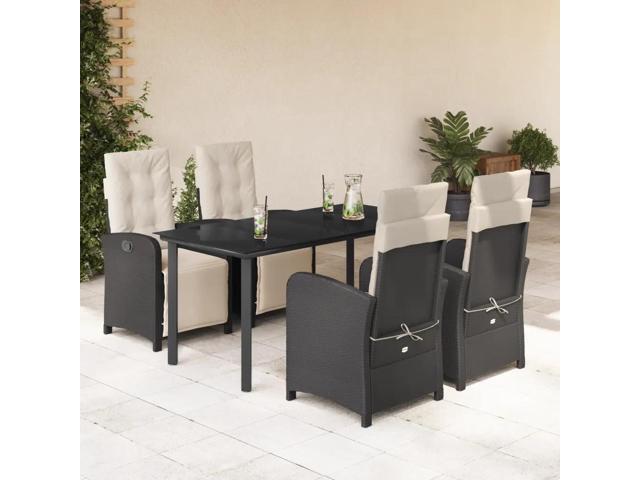 Click here for vidaXL Garden Dining Set Black PE Rattan 5 Piece S... prices
