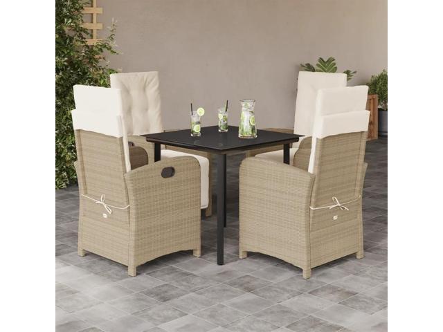 Click here for vidaXL Garden Dining Set Beige PE Rattan Medium Ad... prices